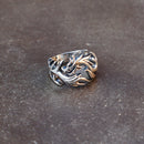 Dragon Adjustable Sterling Silver Mens Ring, Traditional Chinese Medit
